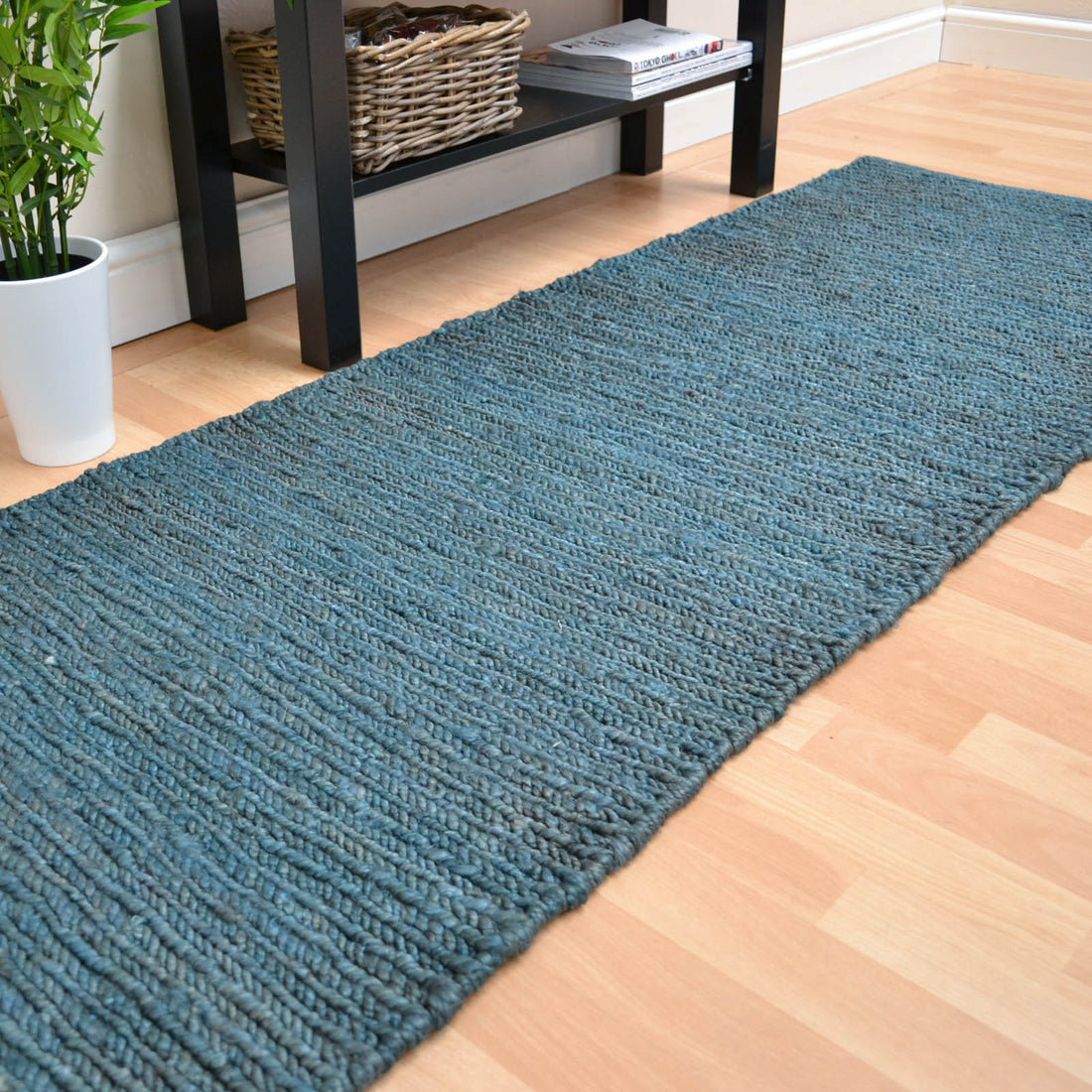 Jute Soumak Woven Modern Hallway Runner Rugs in Teal – The Rug Seller