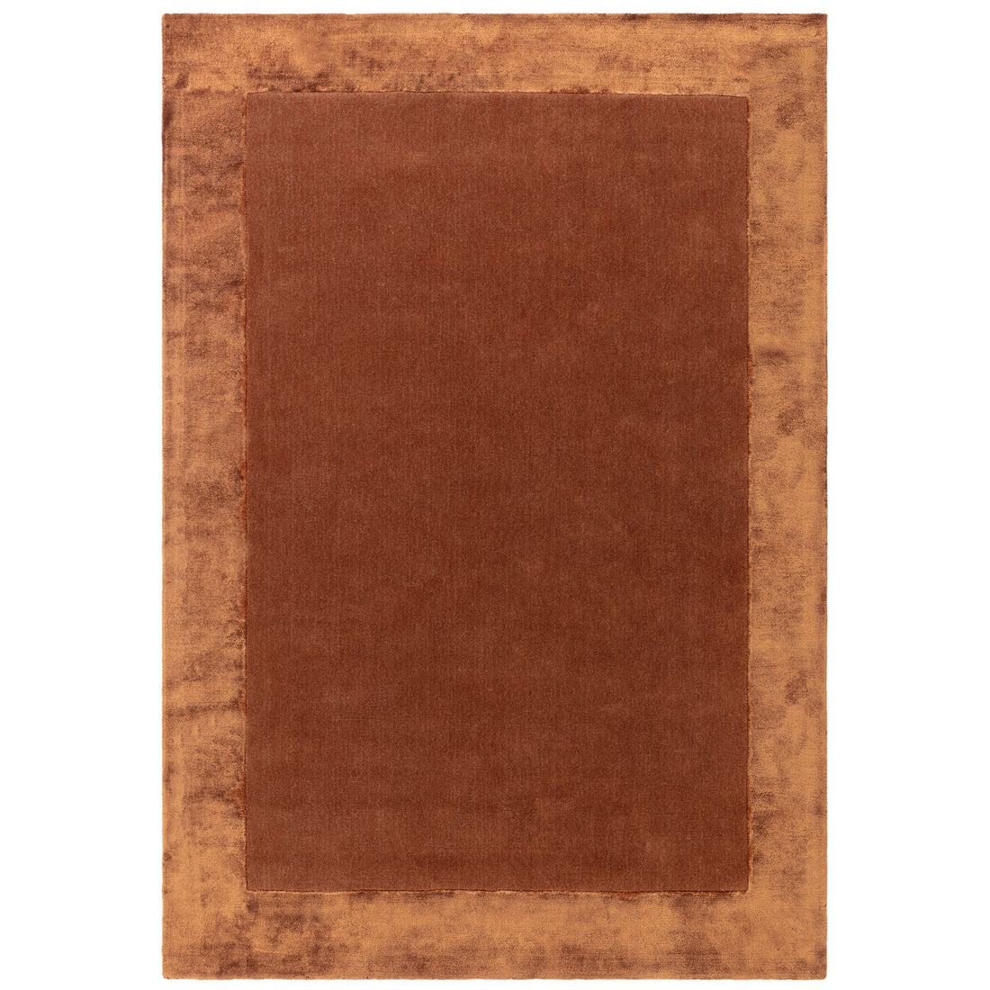 Ascot Plain Modern Bordered Wool Rugs in Rust Brown – The Rug Seller