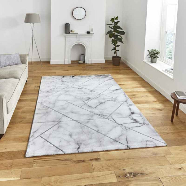 Craft 23299 Marble Effect Rugs in Ivory Silver Grey – The Rug Seller