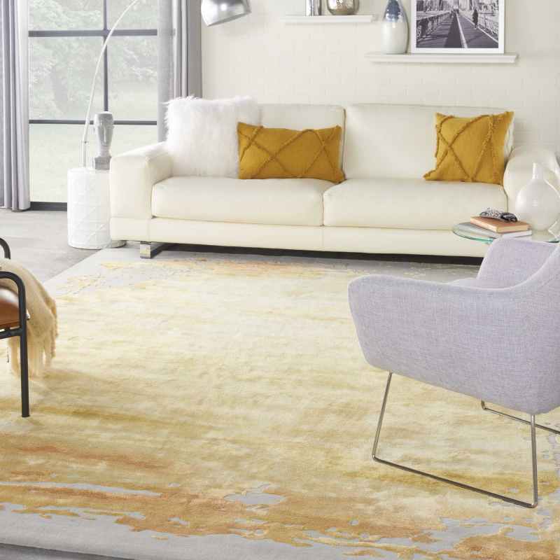 Prismatic PRS19 Abstract Wool Rugs in GRYGD Grey Gold – The Rug Seller