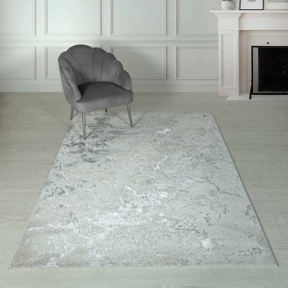 Aurora Solar AU03 Marble Rugs in Silver Grey – The Rug Seller