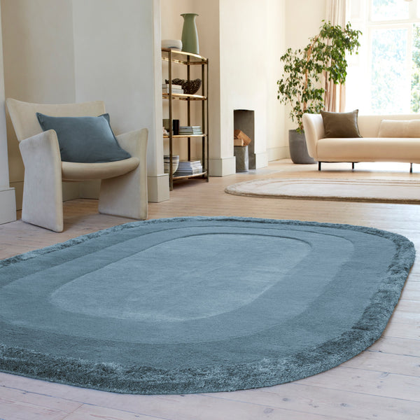 Halo Curved Modern Wool Carved Rugs in Denim Blue – The Rug Seller