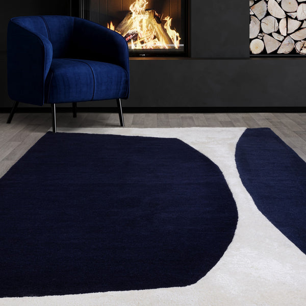 Matrix Signature MAX102 Wool Abstract Rugs in Indigo Blue – The Rug Seller