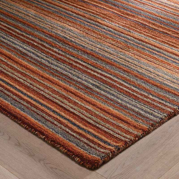 Carter Modern Stripe Wool Rugs in Rust Orange – The Rug Seller