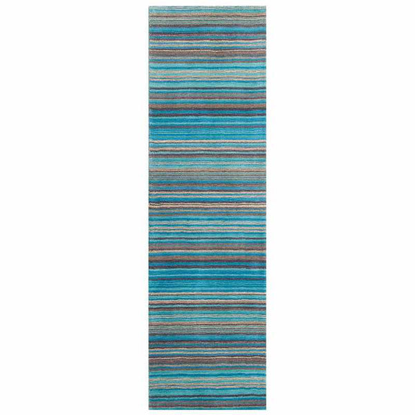 Carter Modern Stripe Hallway Runner Rugs in Teal Blue – The Rug Seller