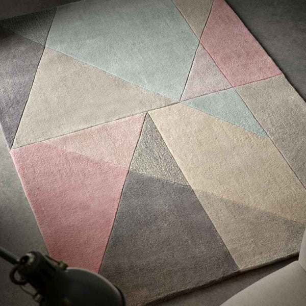 Trio Modern Geometric Triangle Rugs in Pink & Grey – The Rug Seller