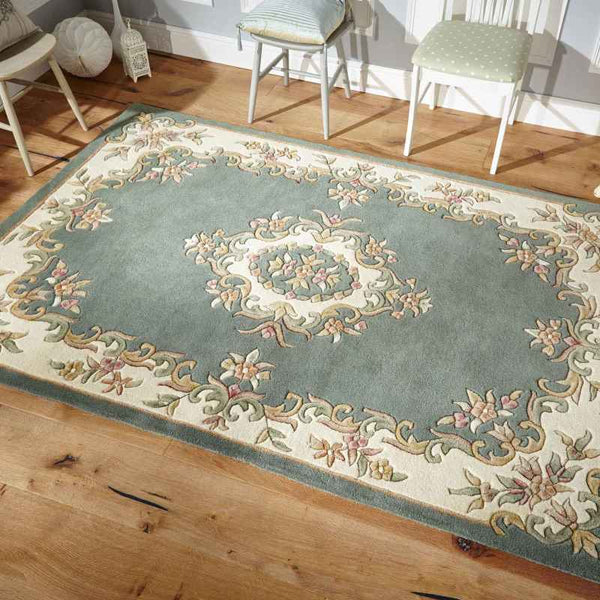 Royal Aubusson Traditional Wool rugs in Green – The Rug Seller