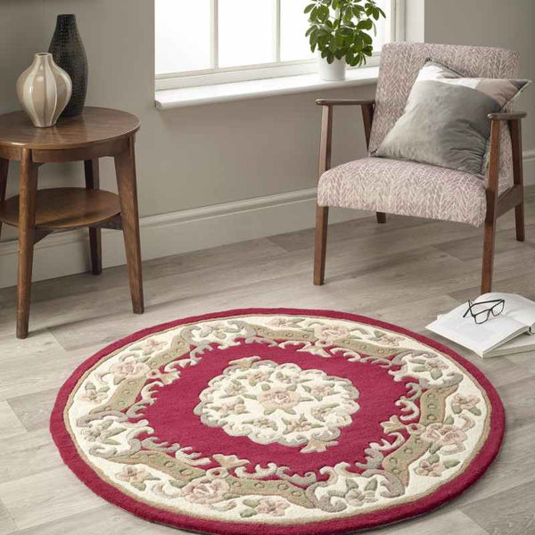 Shensi Traditional Circular Rugs in Wine – The Rug Seller