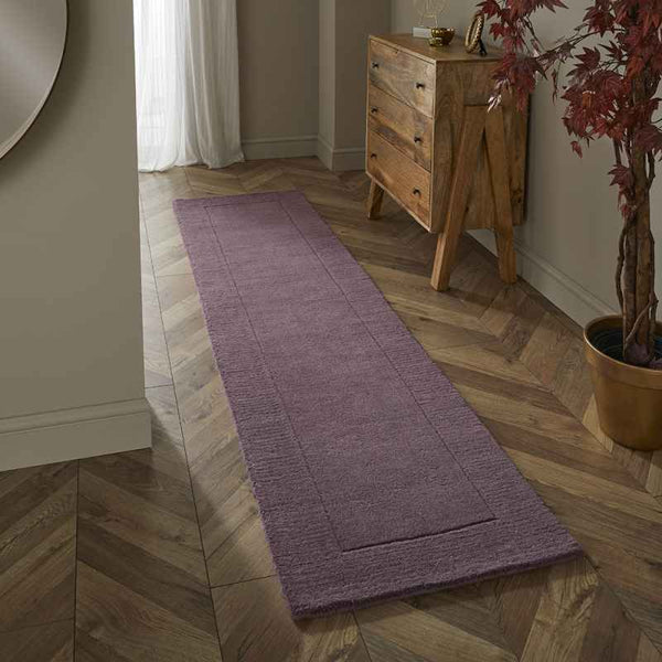 Esme Mayfair Carved Wool Runner Rugs in Mauve Purple – The Rug Seller