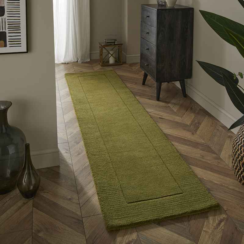 Esme Mayfair Carved Wool Runner Rugs in Olive Green – The Rug Seller
