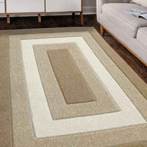 Sara Border Modern Geometric Carved Rugs in Latte Brown – The Rug Seller